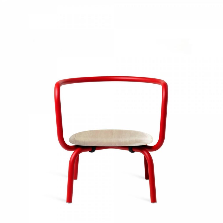 Emeco Parrish Lounge Chair in Red Powder-Coat and Ash by Konstantin ...