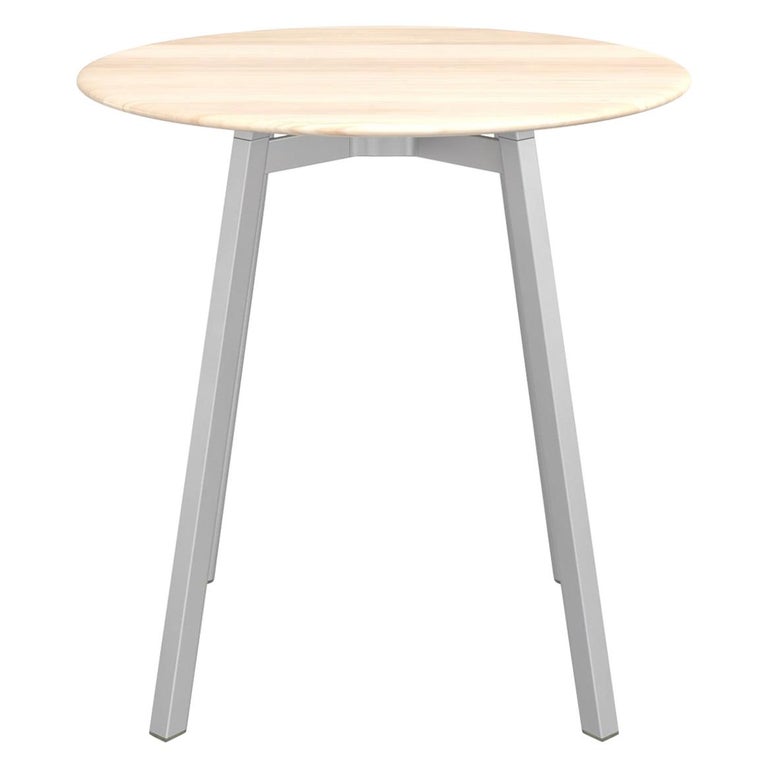 Emeco Su Round Cafe Table with Anodized Aluminum Frame and Wood Top by ...