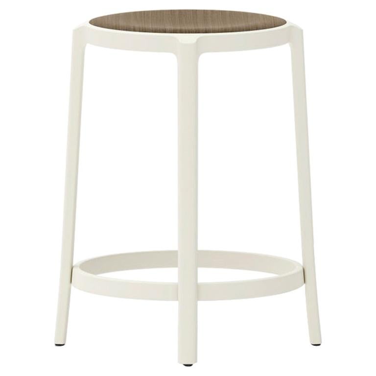 Emeco White On and On Counter Stool with Walnut Plywood Seat by Barber ...