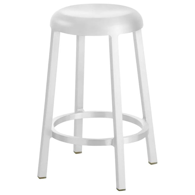Emeco ZA Counter Stool in White Grey Finish by Naoto Fukasawa For Sale ...