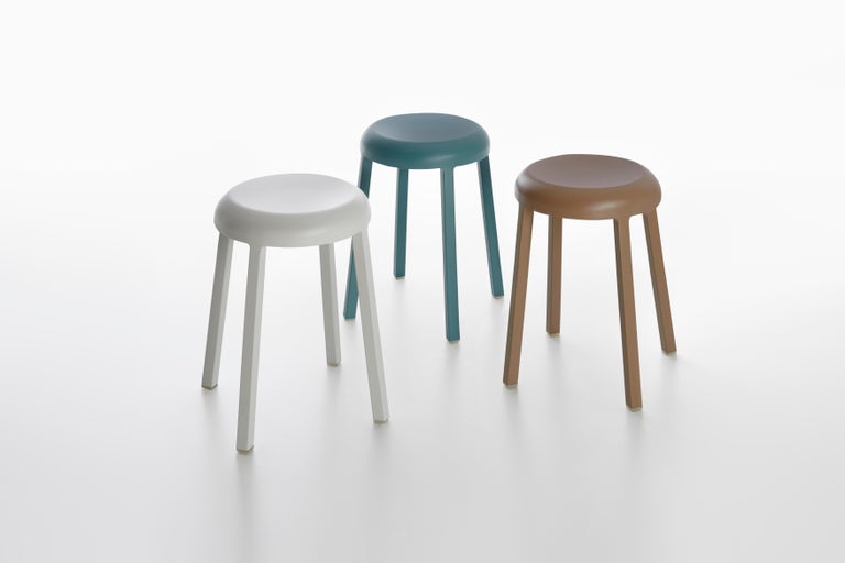 Emeco ZA Small Stool in White Grey Finish by Naoto Fukasawa For Sale at ...