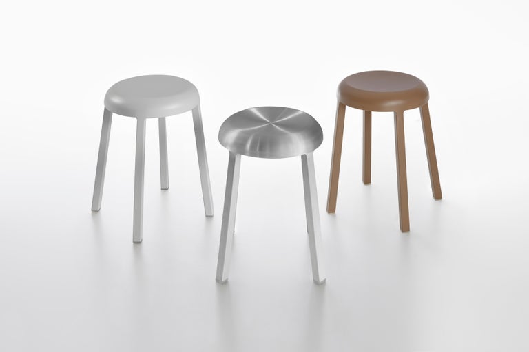 Emeco ZA Small Stool in White Grey Finish by Naoto Fukasawa For Sale at ...