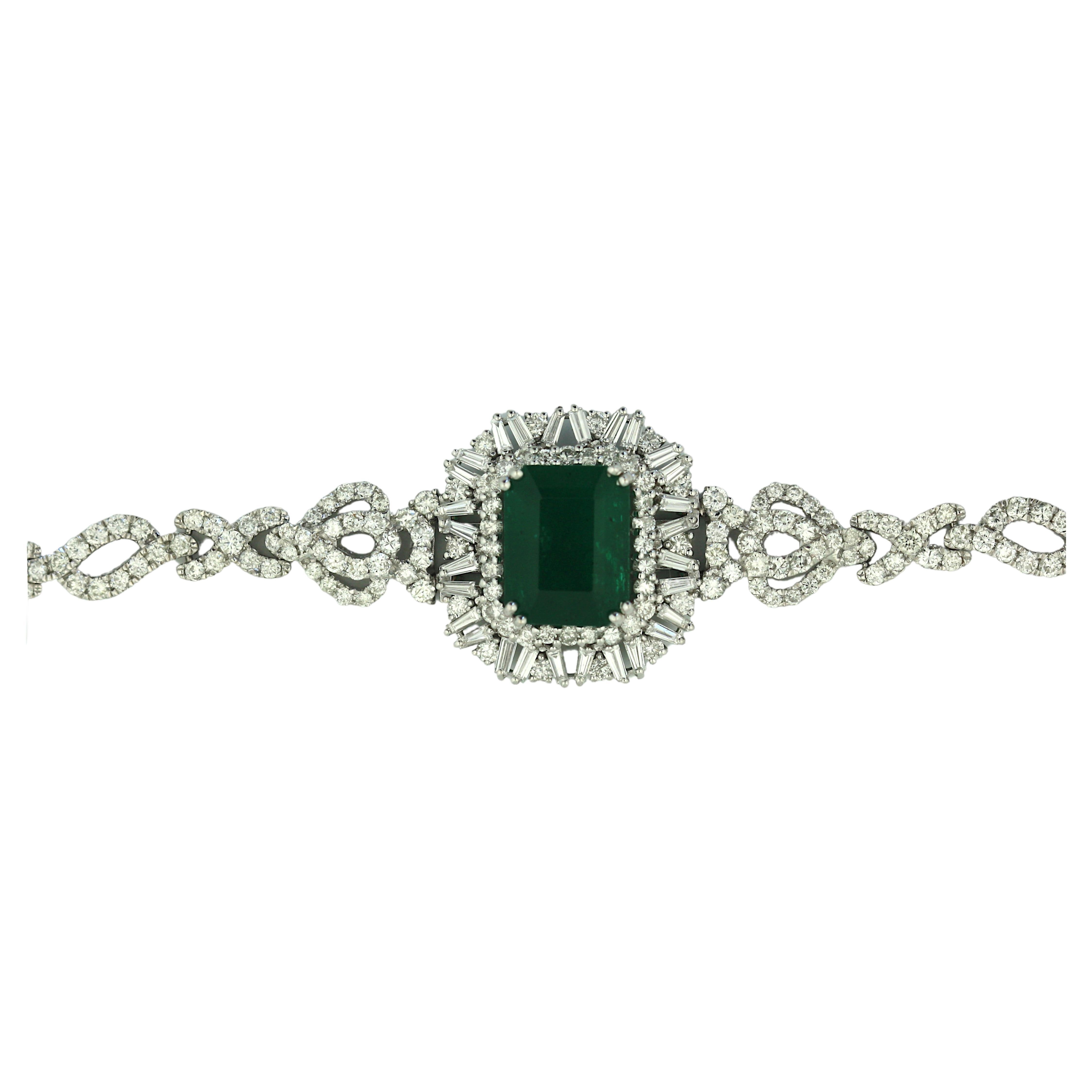 Emerald and Diamond Garden Bracelet For Sale at 1stDibs