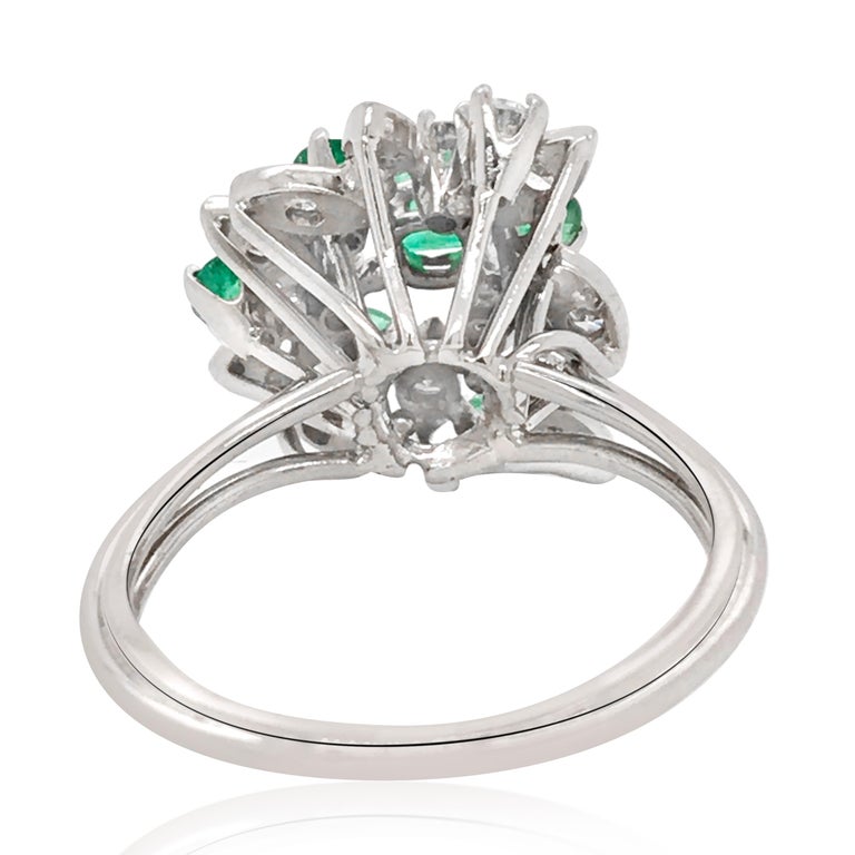 Emerald and Diamond Cluster Ring For Sale at 1stDibs