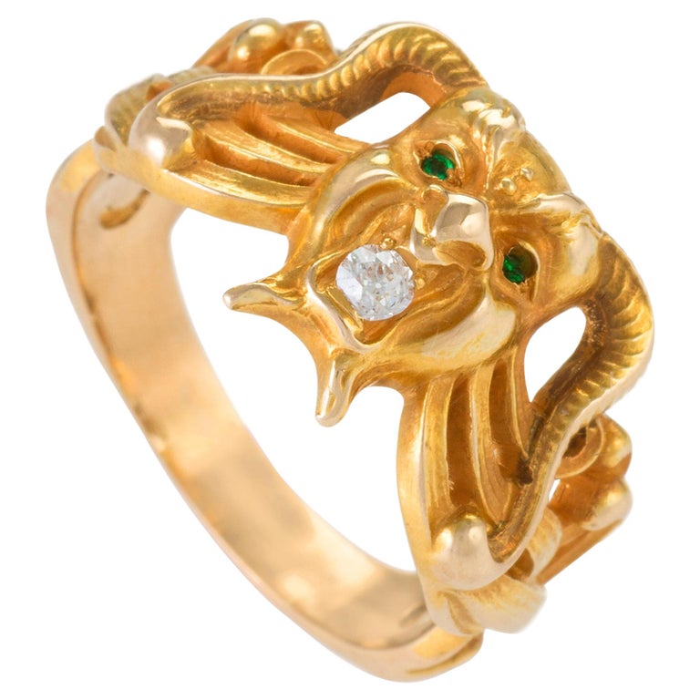 Emerald and Diamond Gold Demon Ring at 1stDibs | golden ring demon fall
