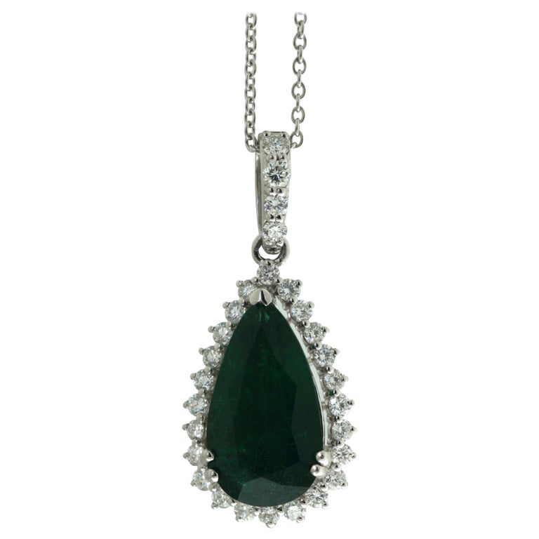 Emerald and Diamond Pendant at 1stDibs