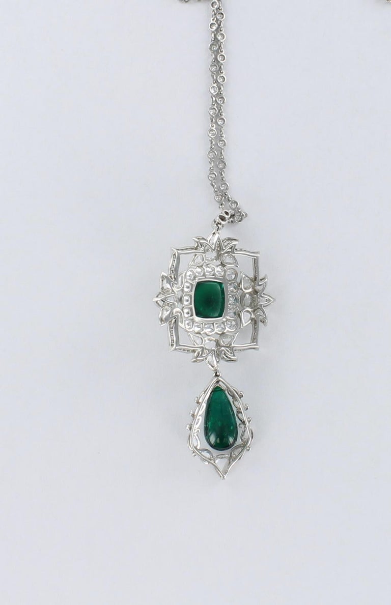 Emerald and Diamond Pendant Set in Platinum For Sale at 1stDibs