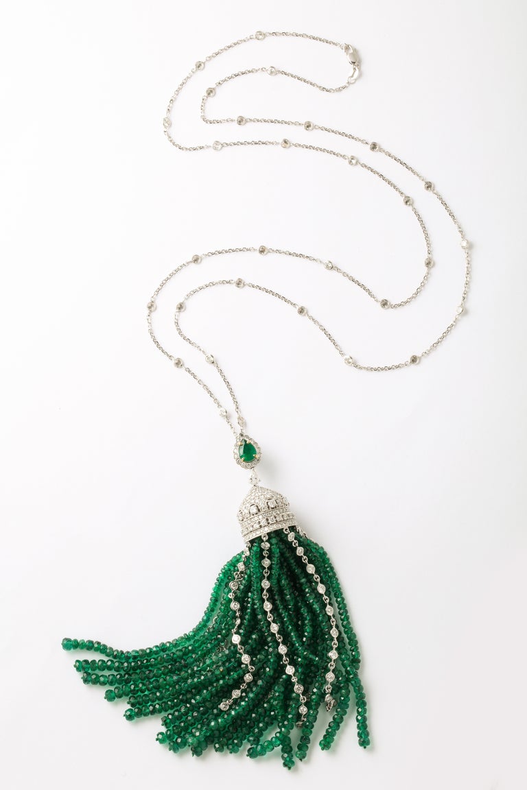 Emerald and Diamond Tassel For Sale at 1stDibs