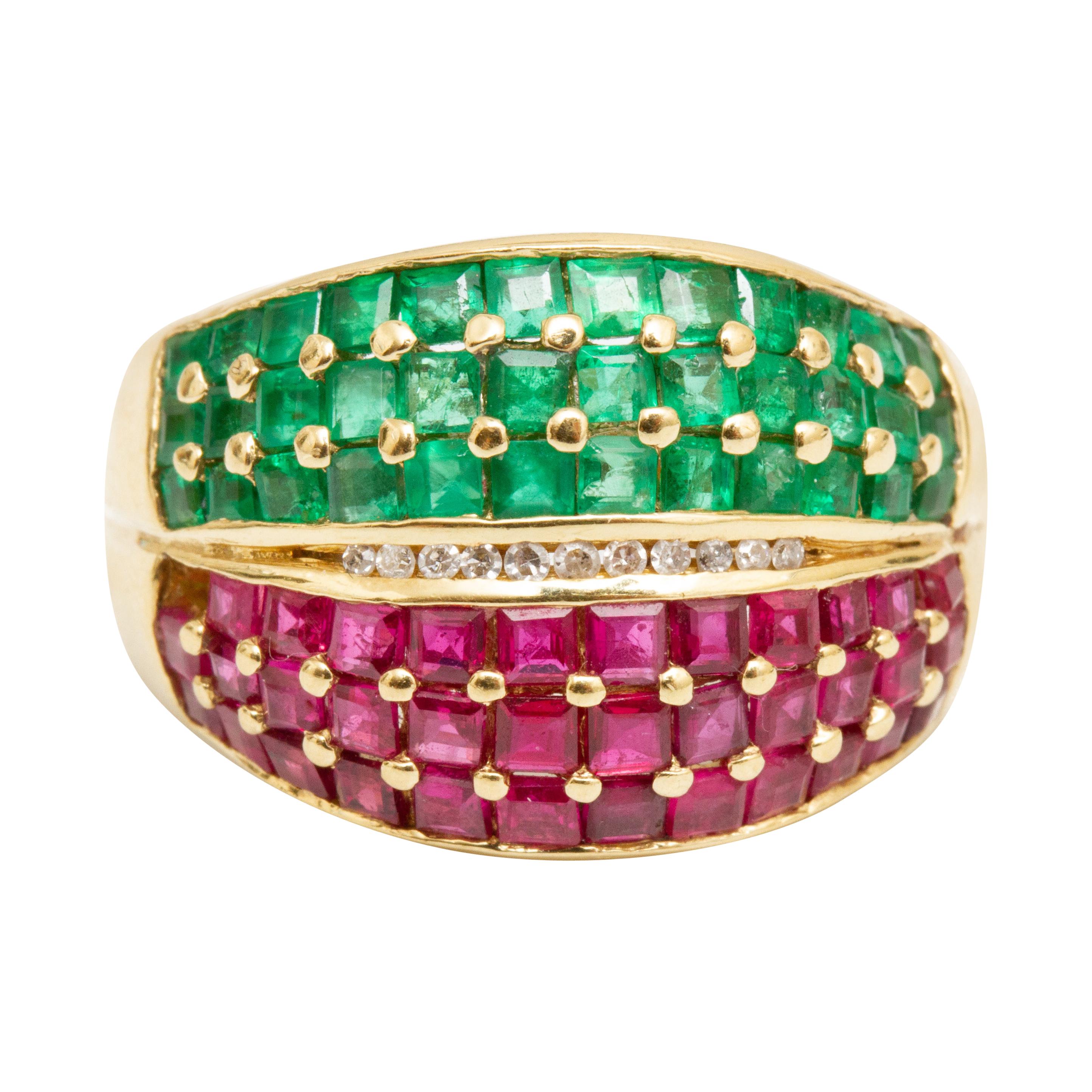 Set of 3 Tri Color 14k Gold Stackable Wave Band Rings Ruby Sapphire ...