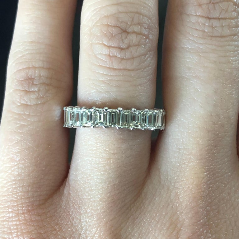 Emerald and Baguette Cut Diamond Eternity Band at 1stDibs