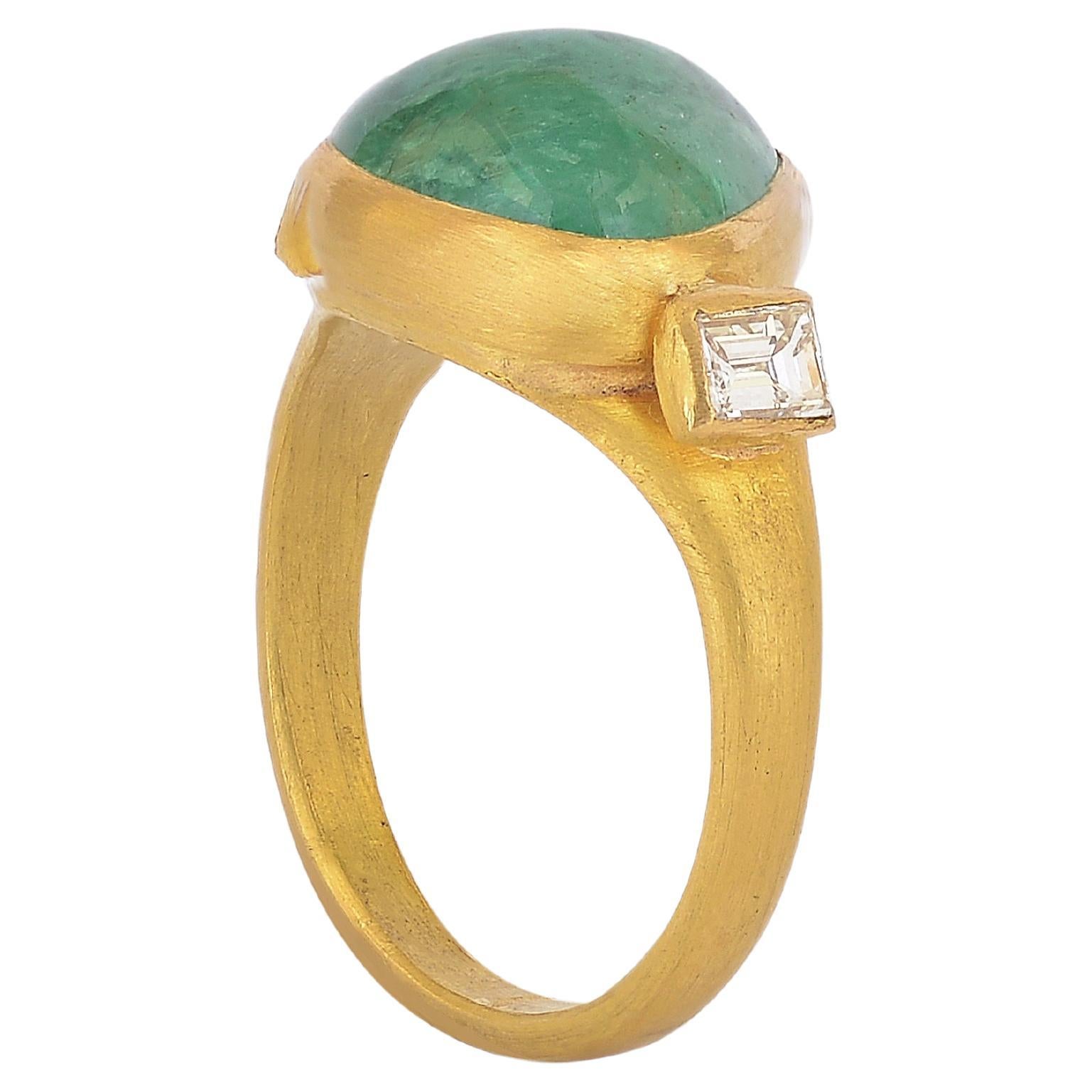 Hand Carved Zambian Cabochons 2-Stone Ring Handcrafted in 22 Karat ...