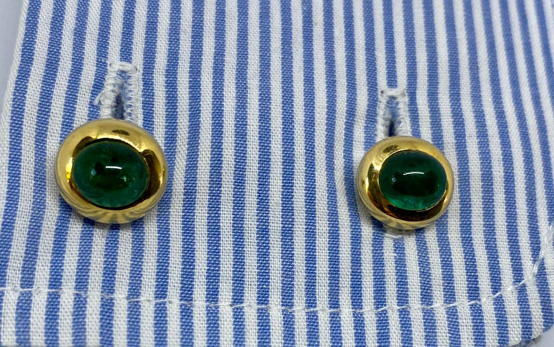 Emerald Cufflinks in 18 Karat Yellow Gold by Adler of Geneva at 1stDibs ...