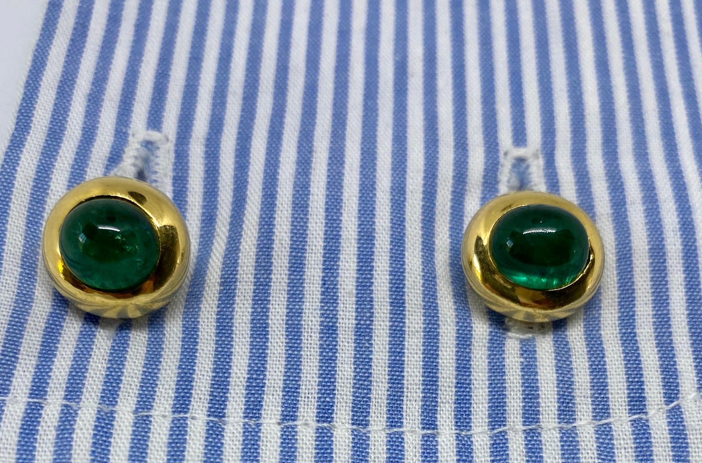 Emerald Cufflinks in 18 Karat Yellow Gold by Adler of Geneva at 1stDibs ...