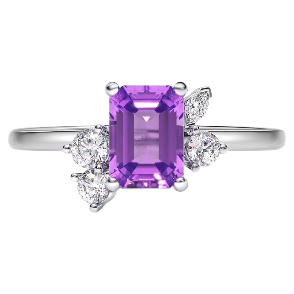 14k gold Amethyst and diamonds ring. For Sale at 1stDibs