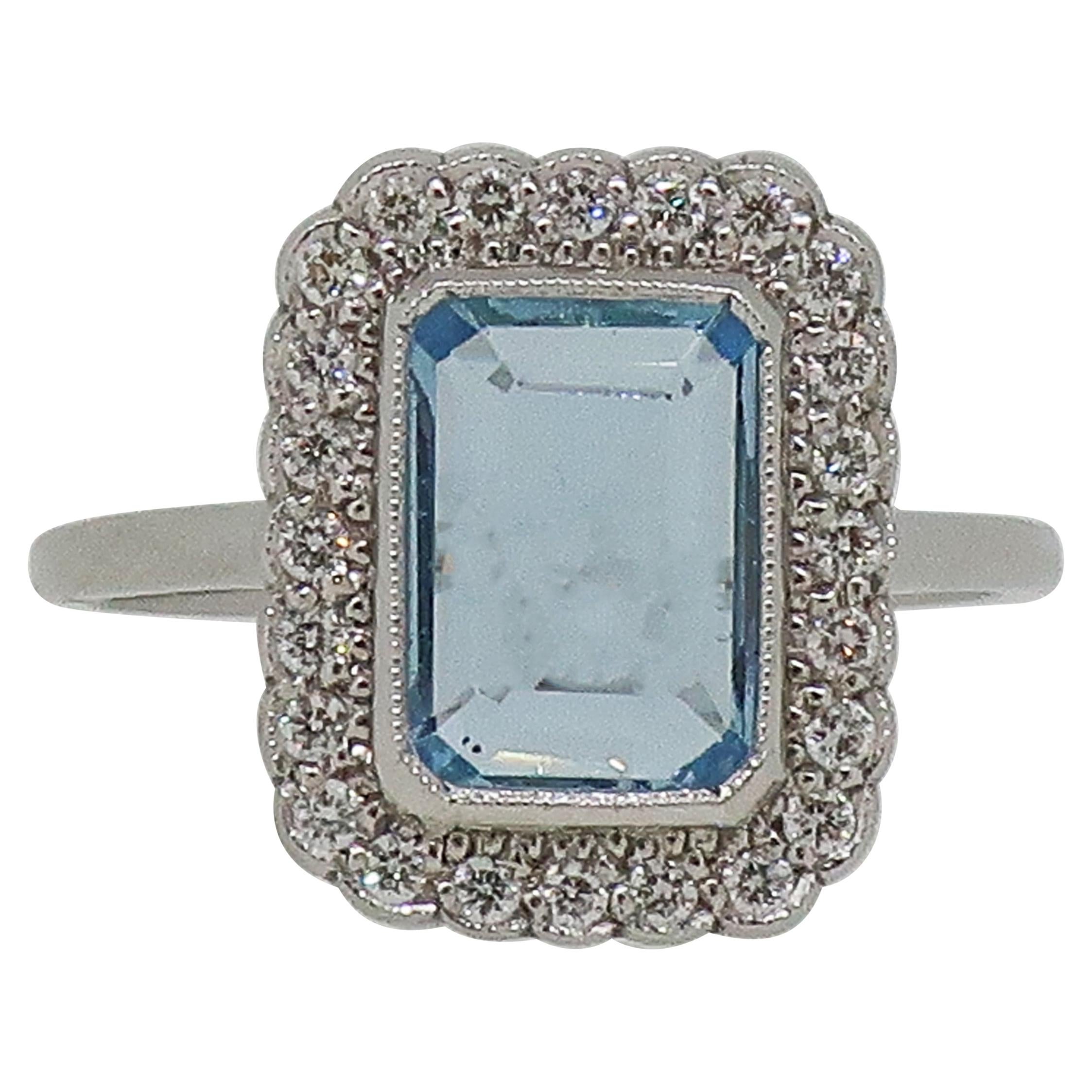 Emerald Cut Aquamarine Ring at 1stDibs