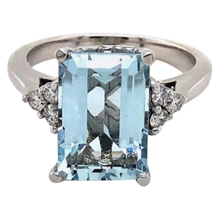 Emerald Cut Aquamarine Ring at 1stDibs