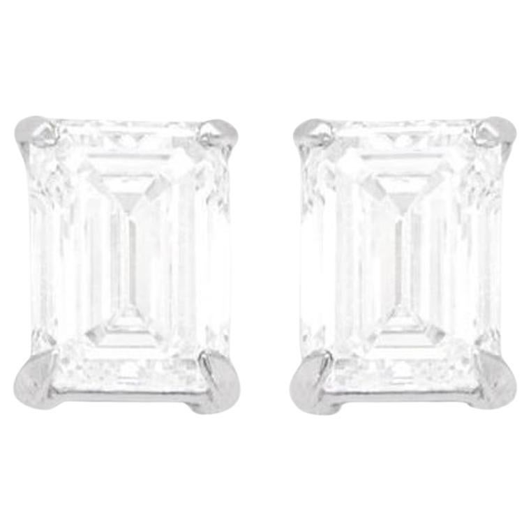 Glamorous 9.58 Carat Total Emerald Cut Diamond Earrings at 1stDibs