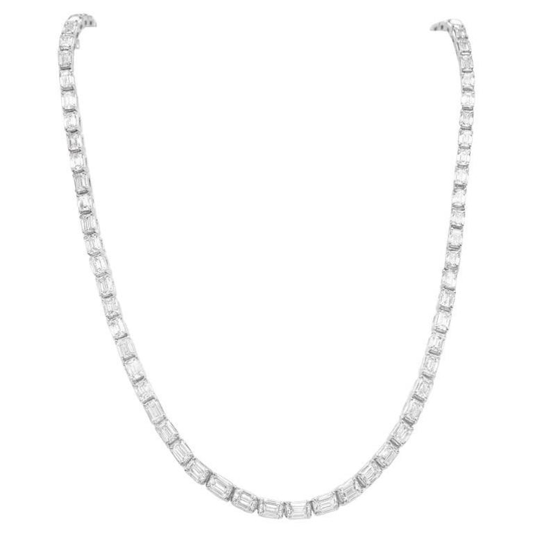 Emerald Cut Diamond 13.50 Carats Total Front Eternity Necklace For Sale ...