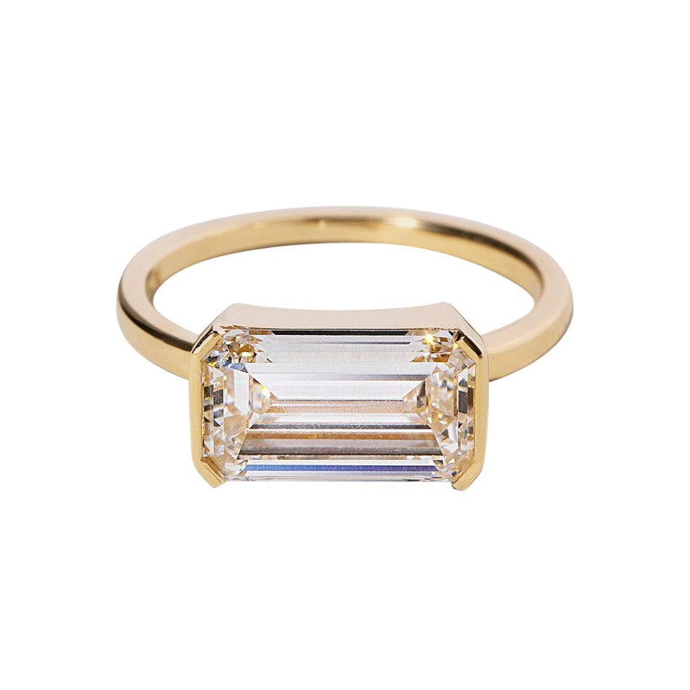 Emerald Cut Diamond Solitaire Ring For Sale at 1stDibs