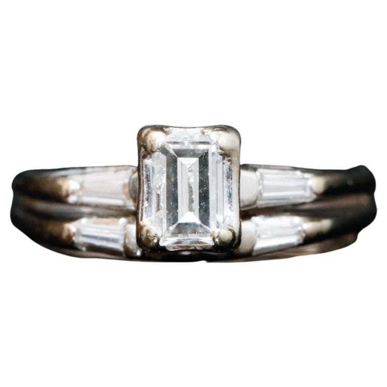 Customizable Emerald Cut Diamonds Engagement Ring Set, Diamond Wedding ...