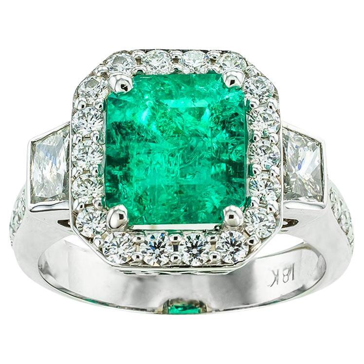 Raw Emerald Diamond Gold Freeform Modern Ring at 1stDibs