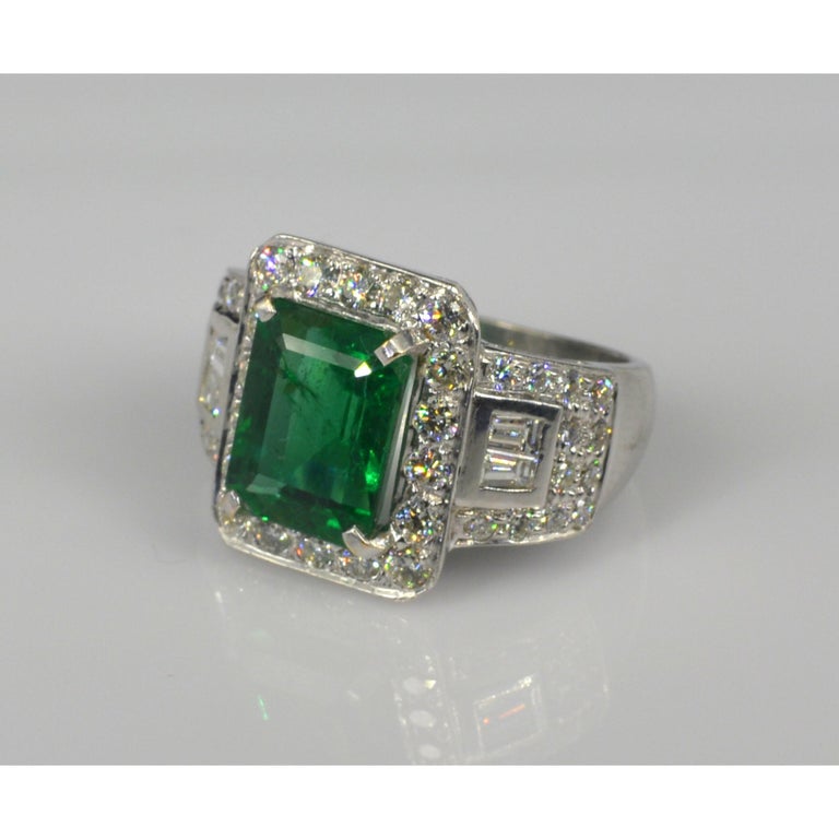 Customizable Emerald Cut Engagement Ring, Art Deco Emerald Statement ...