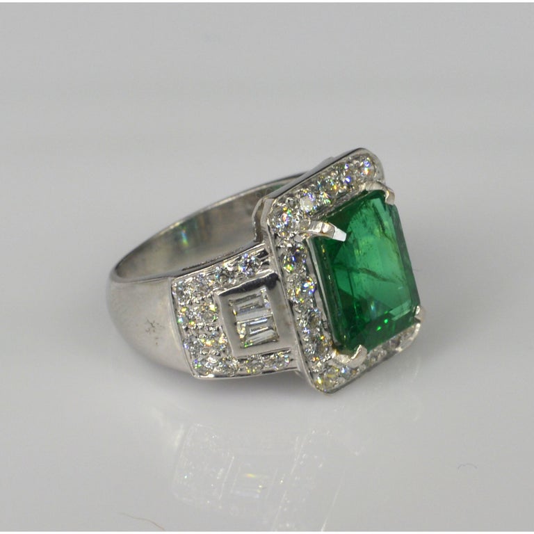 Customizable Emerald Cut Engagement Ring, Art Deco Emerald Statement ...
