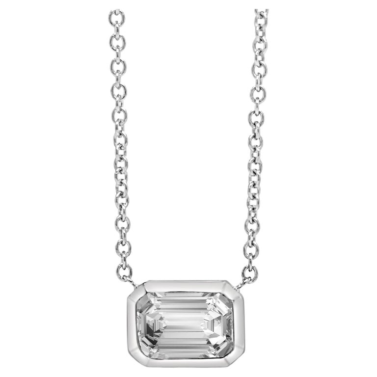 Emerald Cut Horizontal Diamond Pendant, 1.00 total carat For Sale at ...