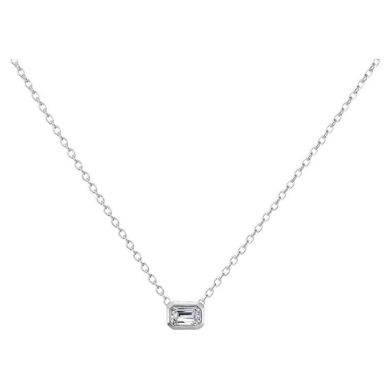 Emerald Cut Horizontal Pendant 0.25 Total Carat at 1stDibs