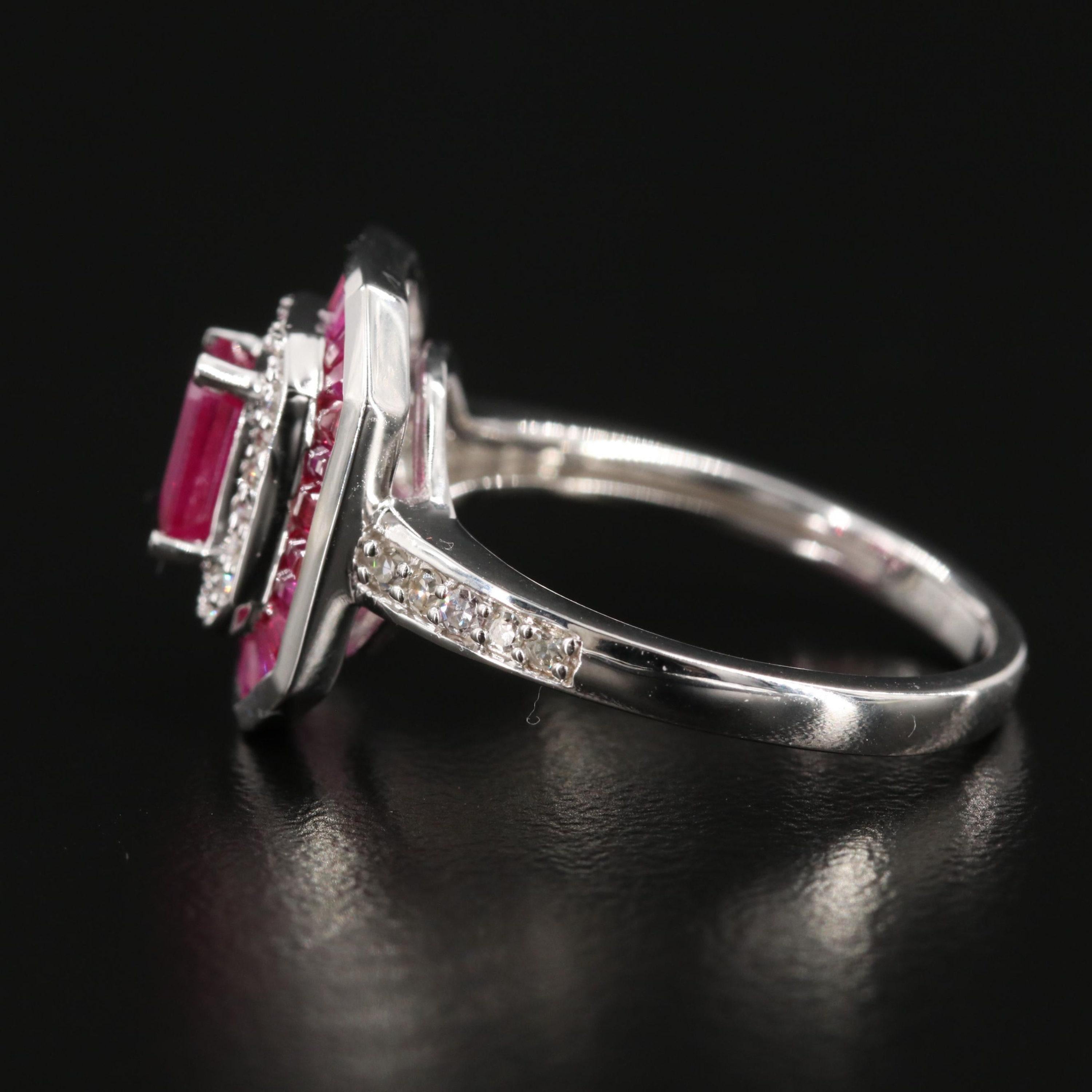 Customizable Emerald Cut Ruby Diamond Engagement Ring Art Deco Halo ... Customizable Emerald Cut Ruby Diamond Engagement Ring Art Deco Halo ...