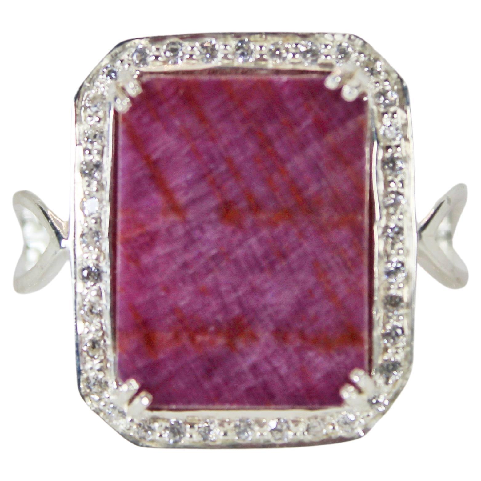 10 Carat Emerald Cut Natural Pink Ruby Ring For Sale at 1stDibs