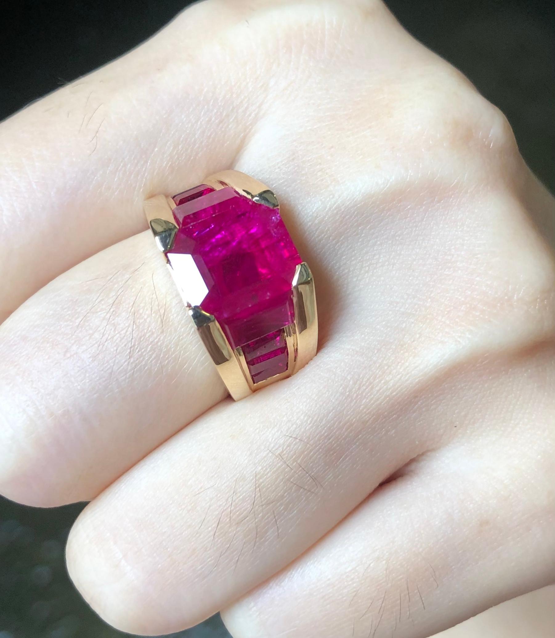 Emerald Cut Ruby Ring Set in 18 Karat Gold Settings at 1stDibs ...