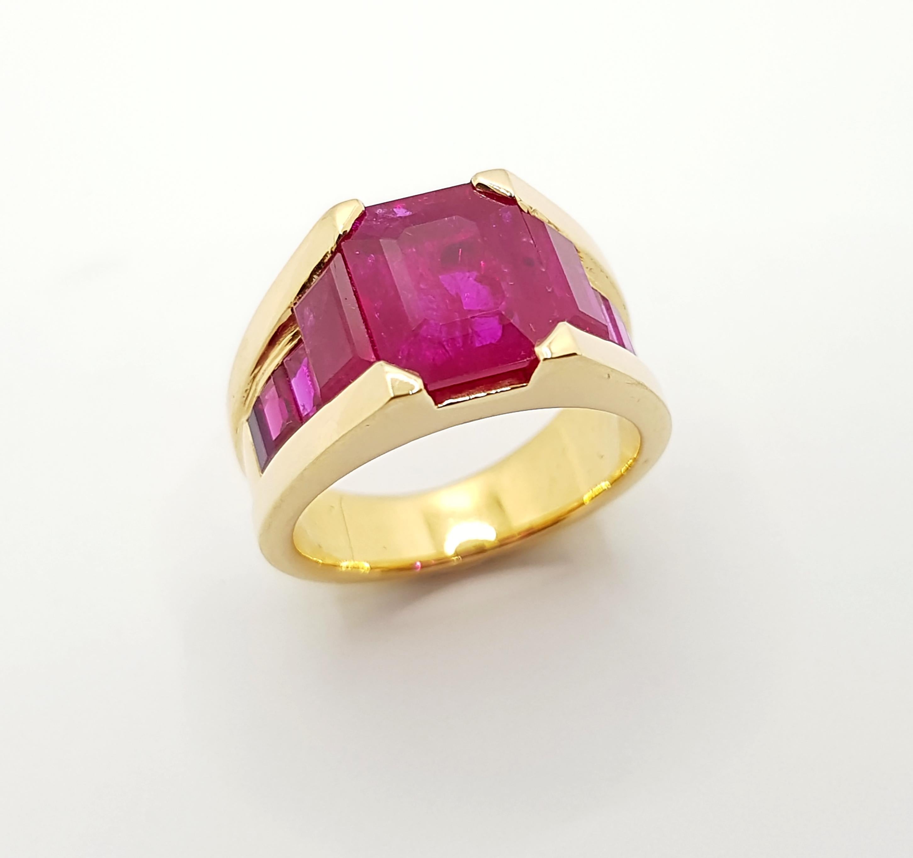 Emerald Cut Ruby Ring Set in 18 Karat Gold Settings at 1stDibs ...