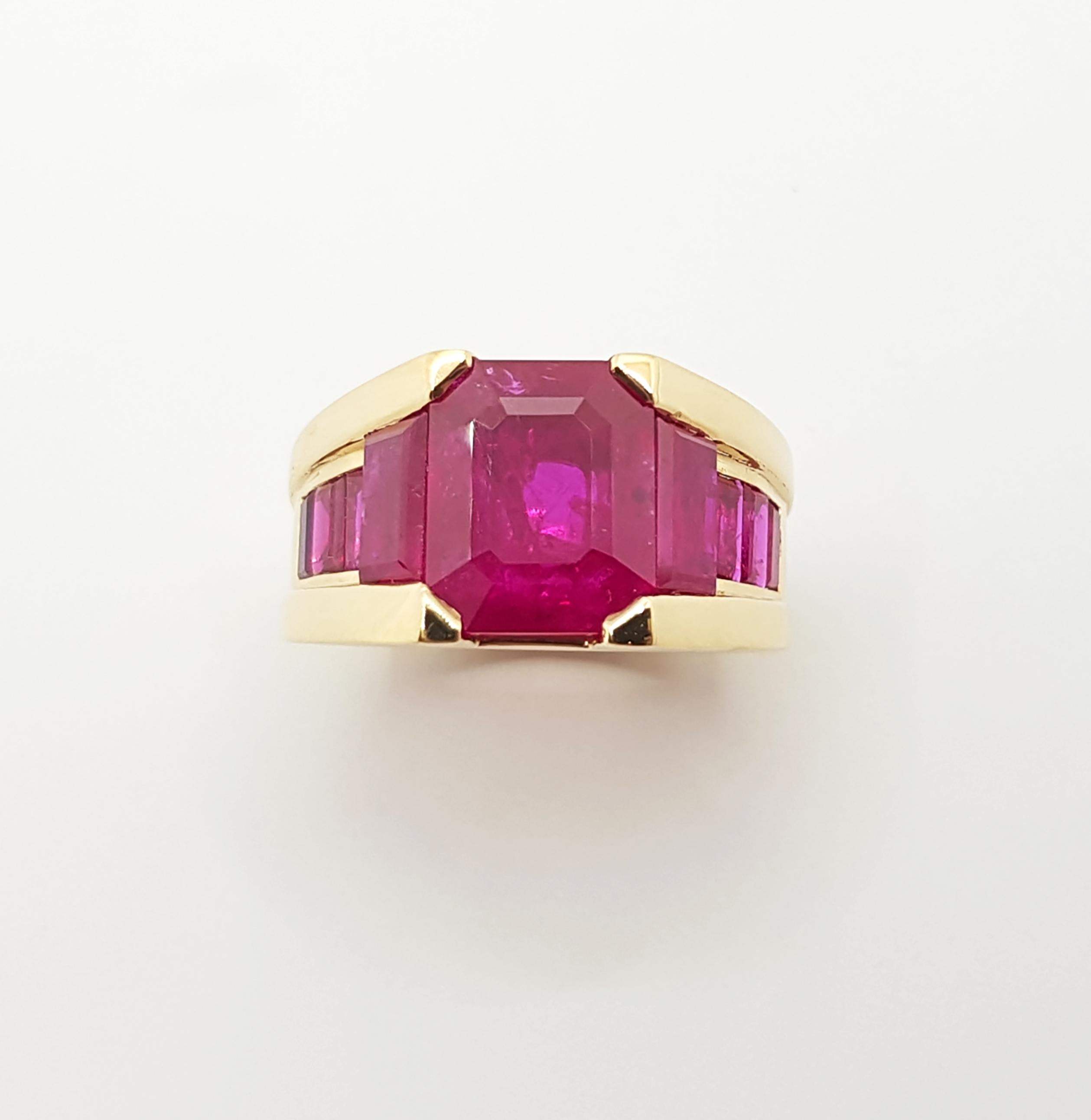 Emerald Cut Ruby Ring Set in 18 Karat Gold Settings at 1stDibs ...