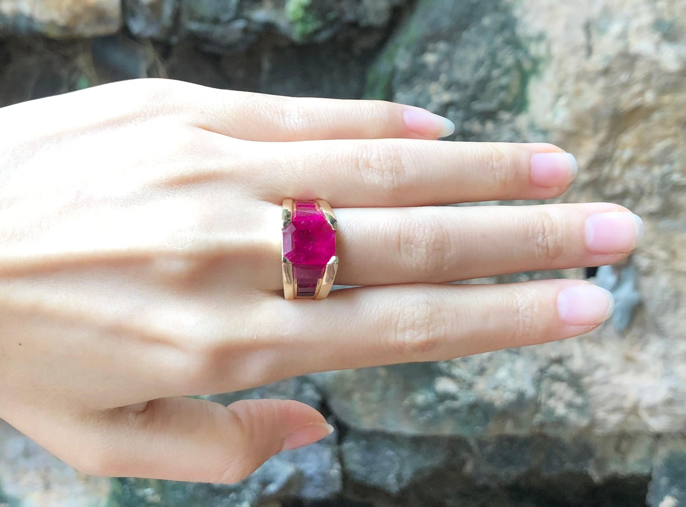 Emerald Cut Ruby Ring Set in 18 Karat Gold Settings at 1stDibs ...