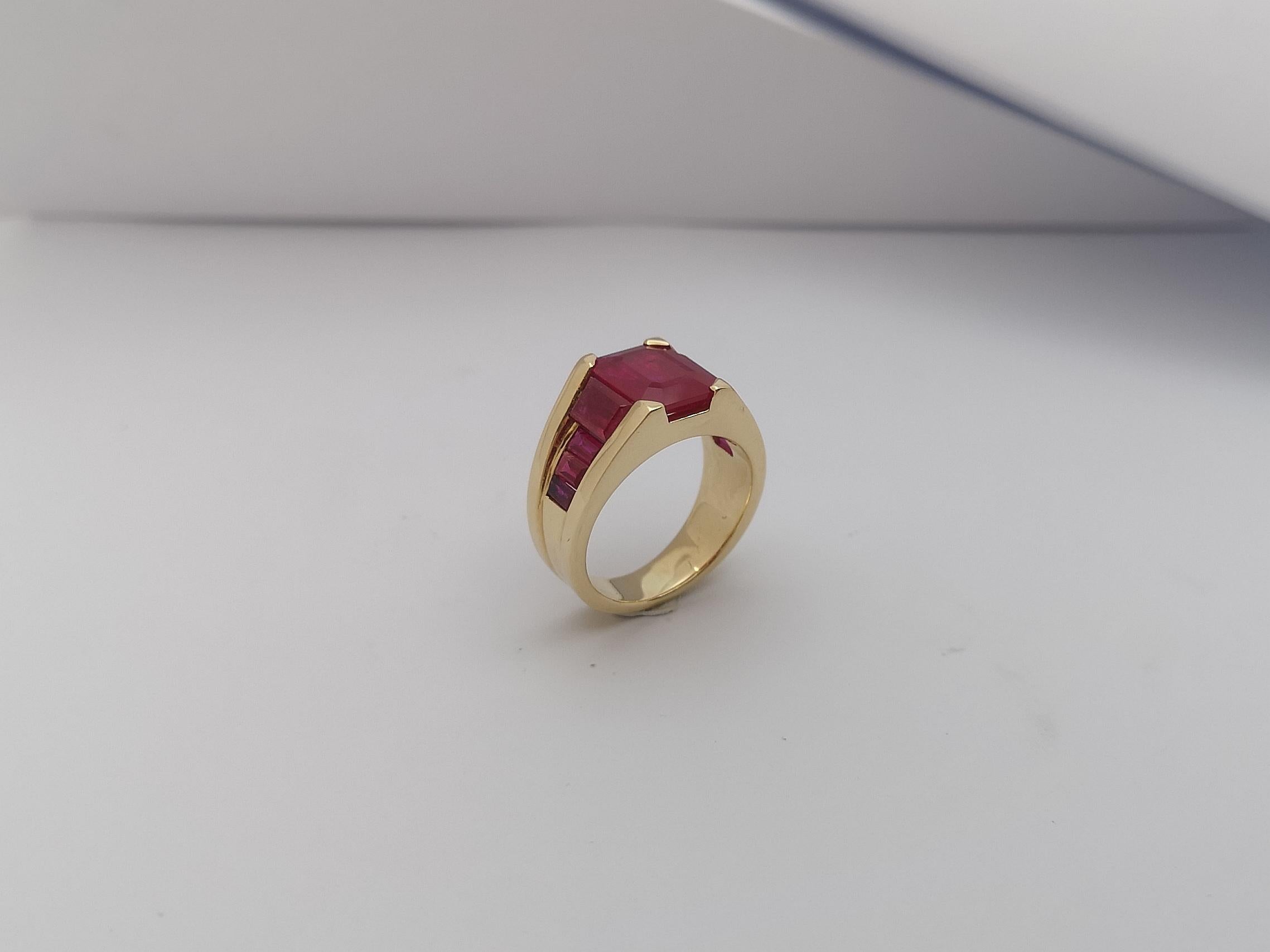 Emerald Cut Ruby Ring Set in 18 Karat Gold Settings at 1stDibs ...