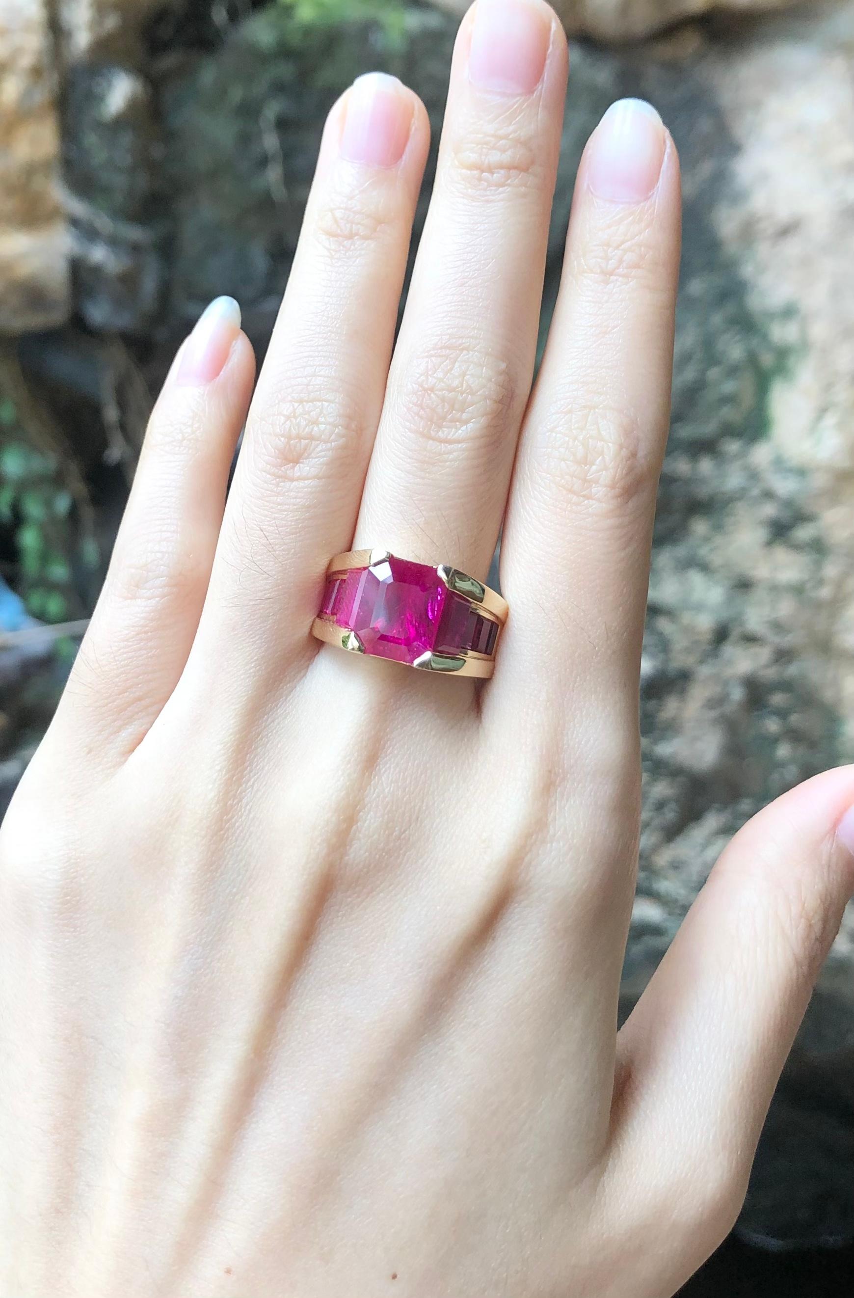 Emerald Cut Ruby Ring Set in 18 Karat Gold Settings at 1stDibs ...