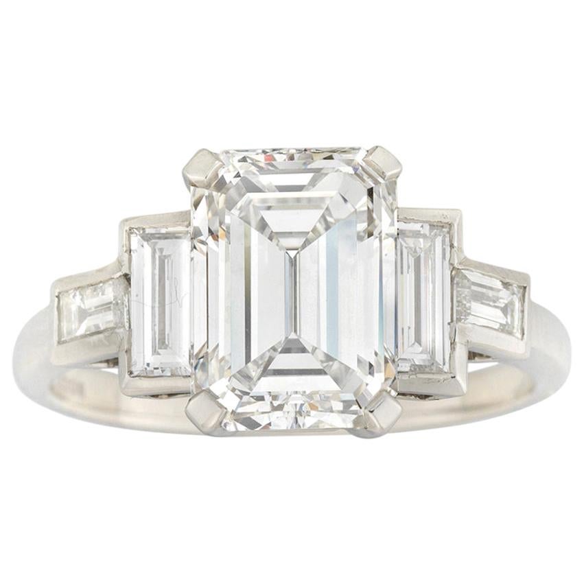 Harry Winston GIA D color Certified 3.16 Carat Emerald Cut Three-Stone ...
