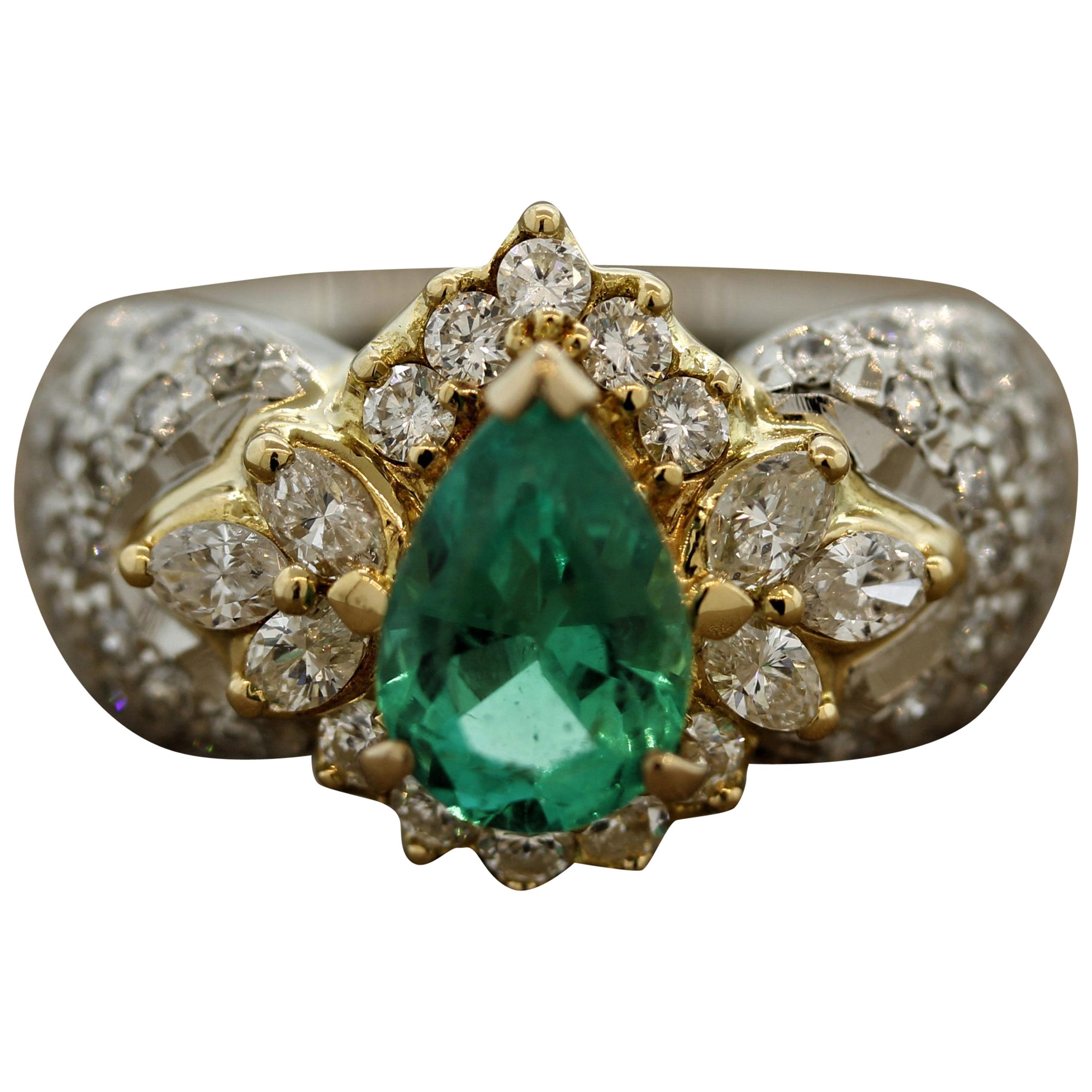 Garrard '1735' Platinum Oval Emerald and White Diamond Cluster Ring at ...