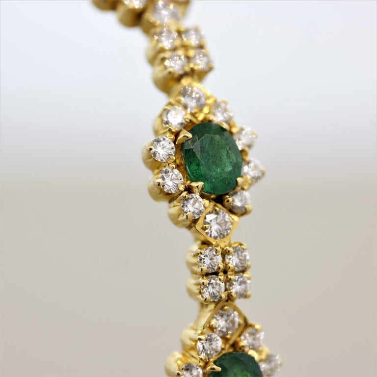 Emerald Diamond Gold Eternity Bangle For Sale at 1stDibs