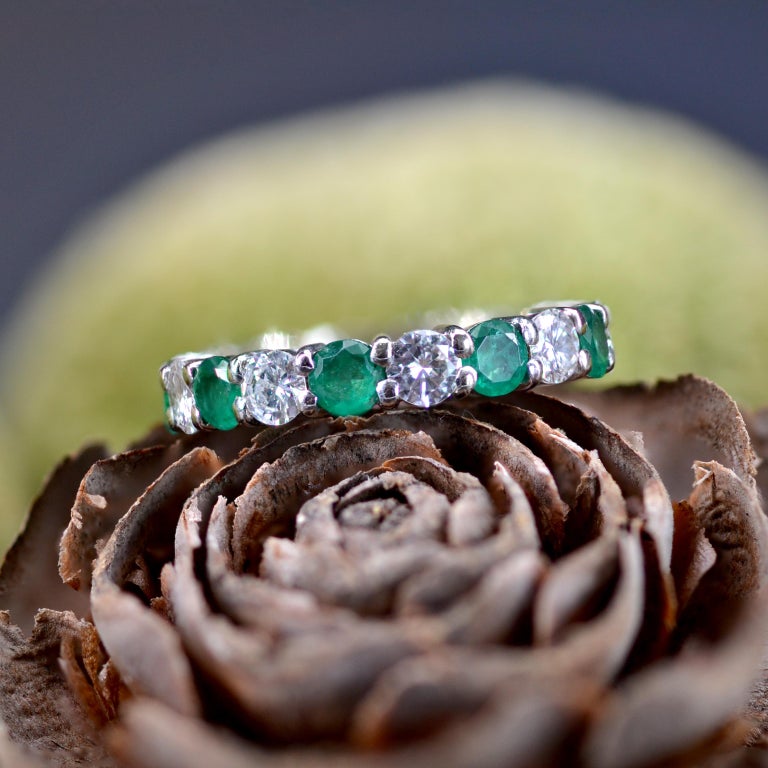 Emerald Diamond Gold Eternity Ring For Sale at 1stDibs | emerald and ...