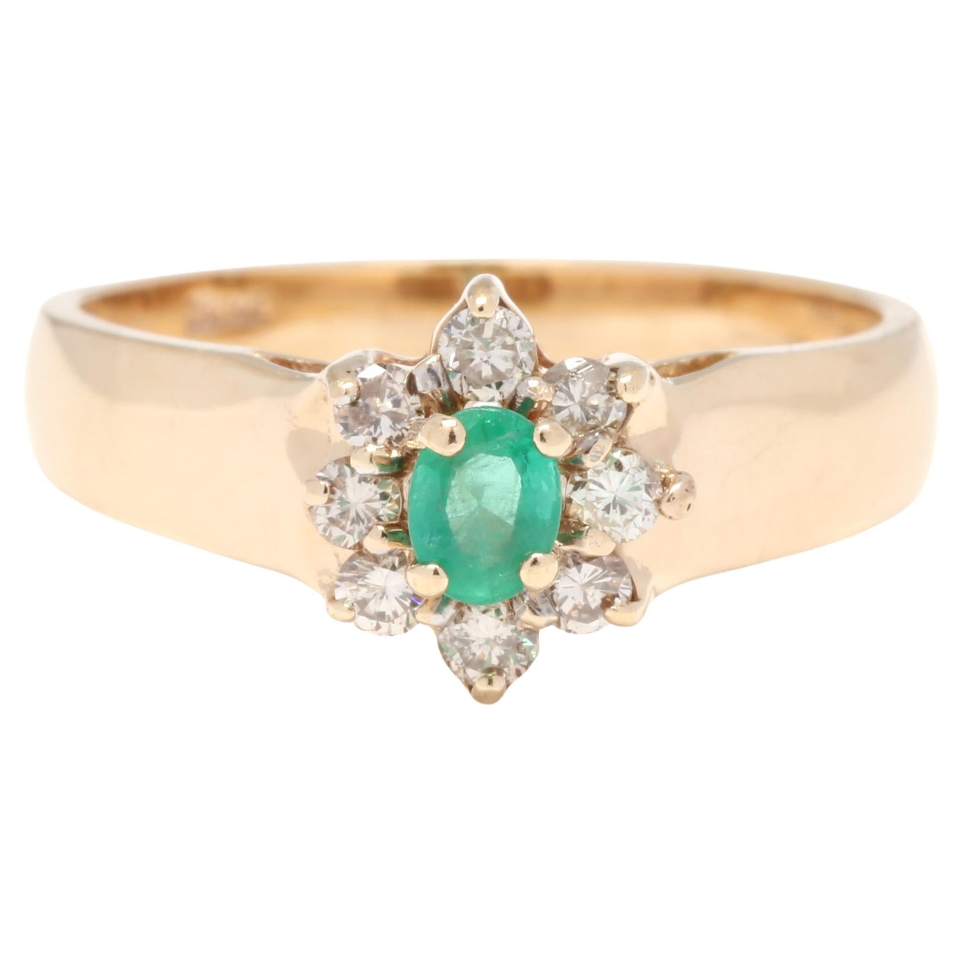 Emeralds Diamonds Gold Ring at 1stDibs