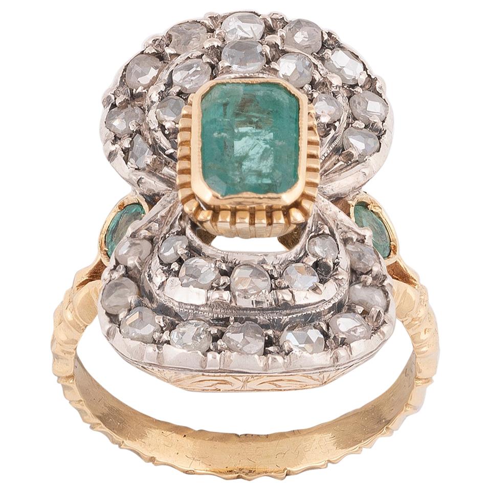 Antique Emerald and Diamond Ring at 1stDibs