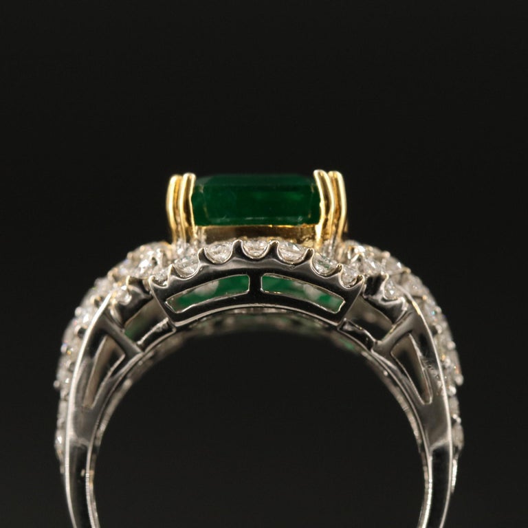 Customizable Emerald Diamond Statement Ring, Vintage Emerald Engagement ...