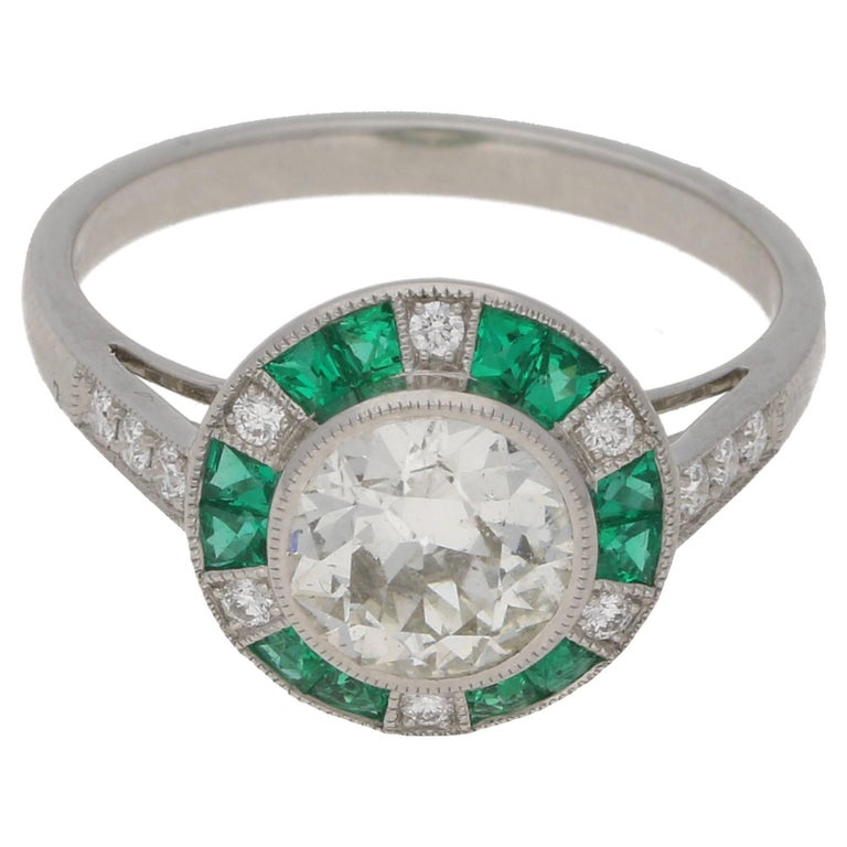 Emerald Diamond Target Engagement Ring at 1stDibs | target ring ...