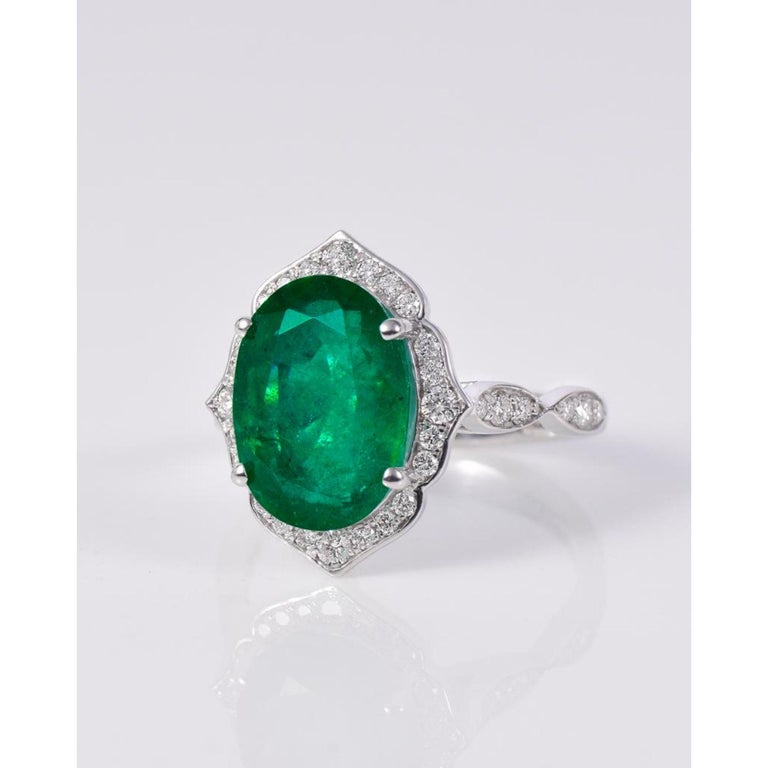 Customizable Emerald Engagement Ring, Halo Emerald Gold Ring for women ...