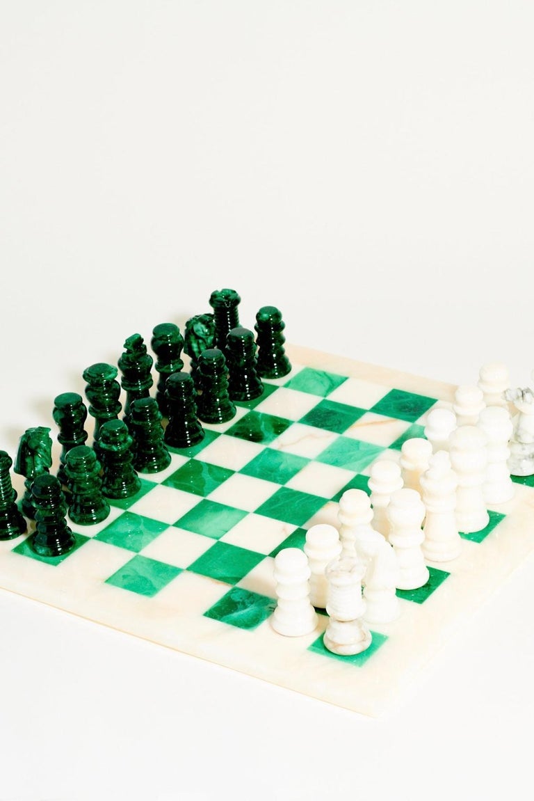Emerald Green Alabaster Chess Set at 1stDibs