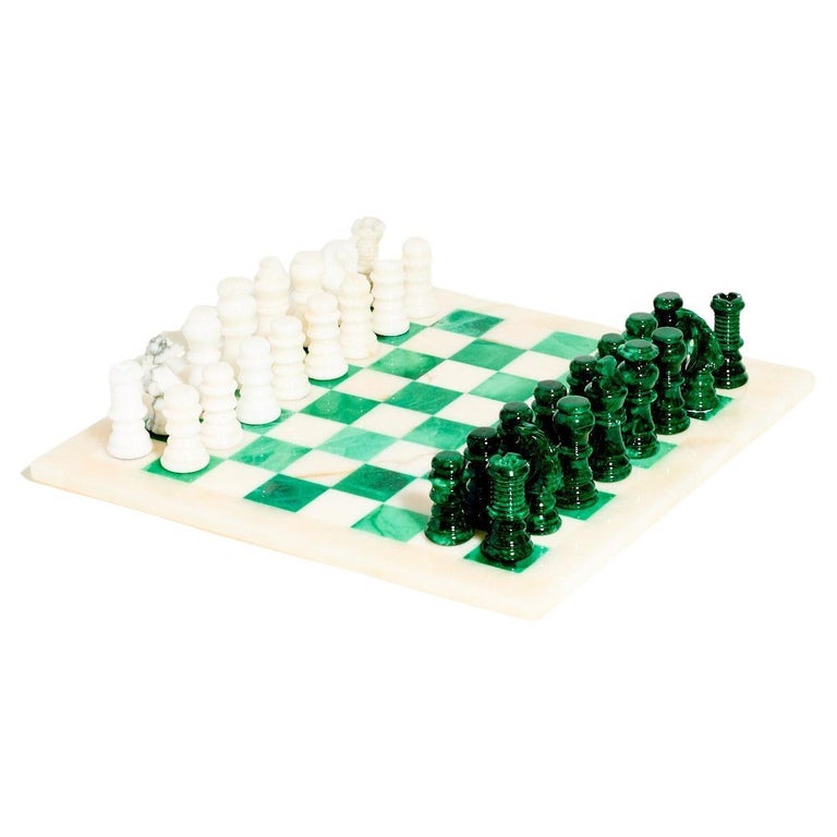 Emerald Green Alabaster Chess Set at 1stDibs