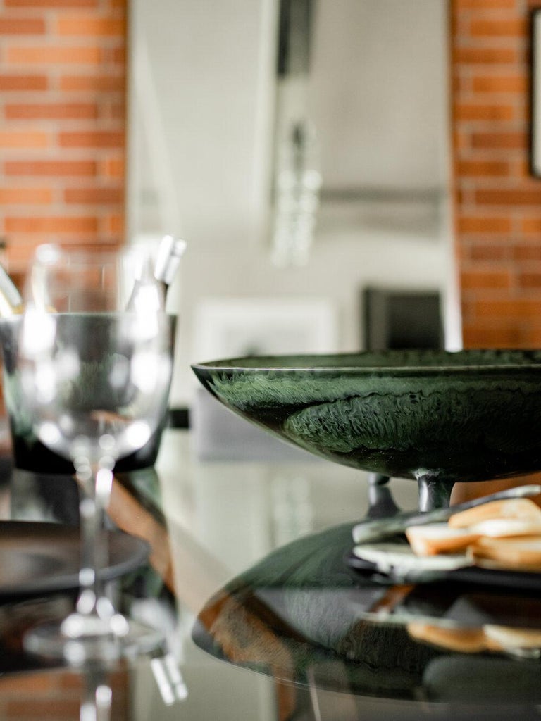 Emerald Green and Black Footed Resin Centerpiece by Monica Calderon at ...