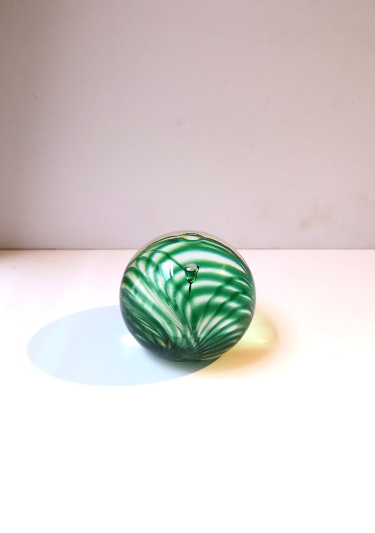 Emerald Green Art Glass Ball Sphere Paperweight Decorative Object For ...